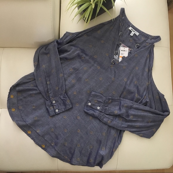 William Rast | Tops | William Rast Blouse Cyrus Chambray Cold Shoulder ...